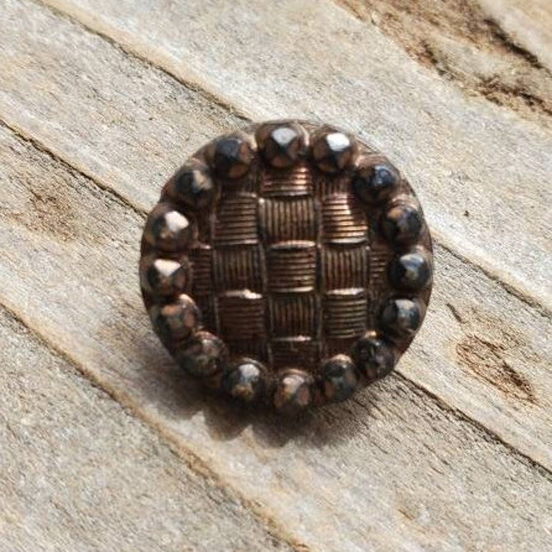 Antique Black Glass Buttons With Bronze Luster Victorian - Etsy