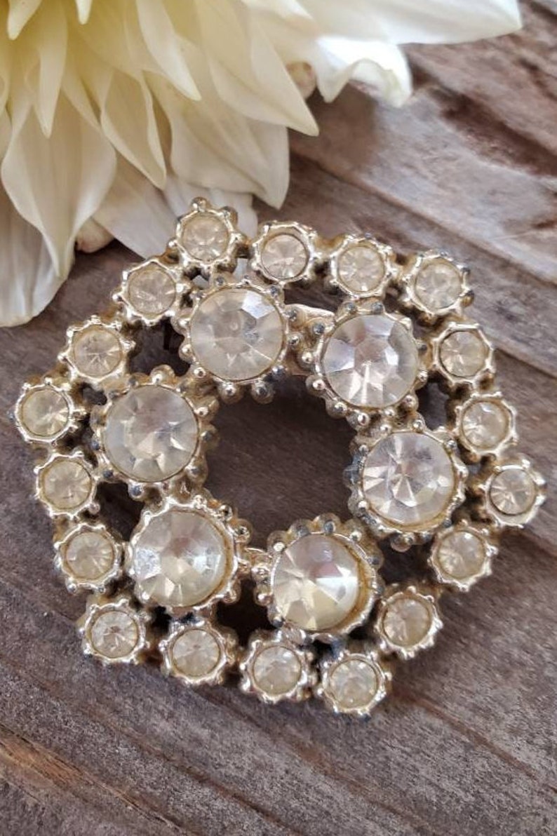 Broche vintage, broche vintage, broche en strass, années 1940, 1950 ...