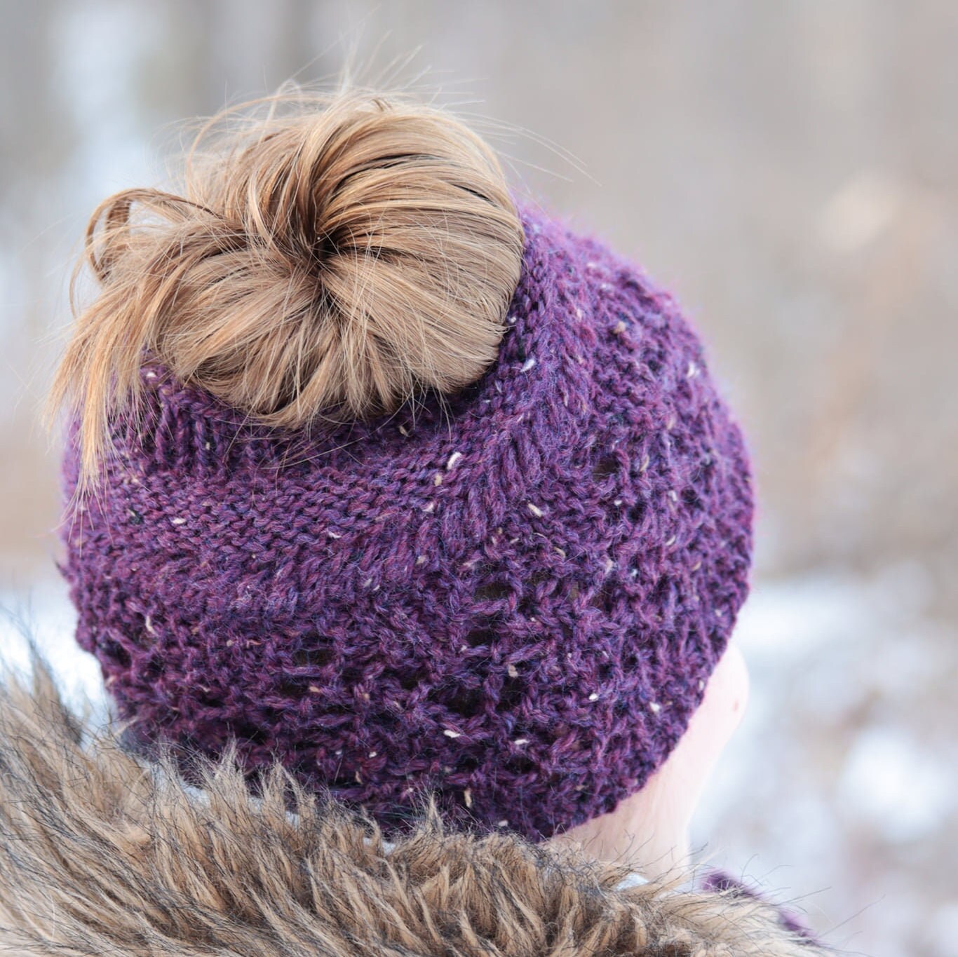 Lace Messy Bun Hat Knitting Pattern: Diamond Design (PDF Pattern) - Etsy