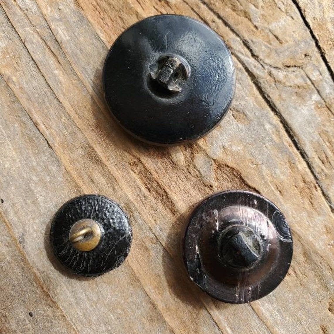 Antique Black Glass Buttons With Bronze Luster Victorian - Etsy