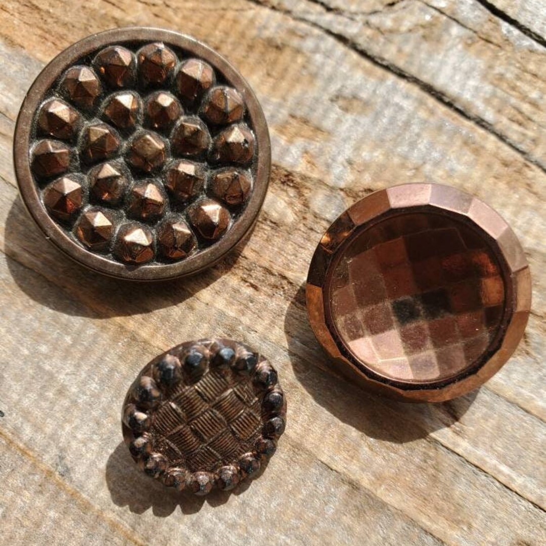 Antique Black Glass Buttons With Bronze Luster, Victorian Aesthetic ...