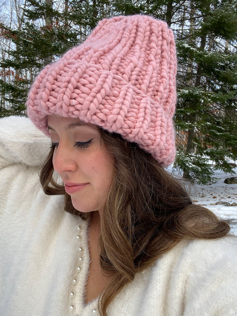 Easy Knitting Pattern Hat Super Chunky Knit Beanie Ribbed Hat Knitting ...
