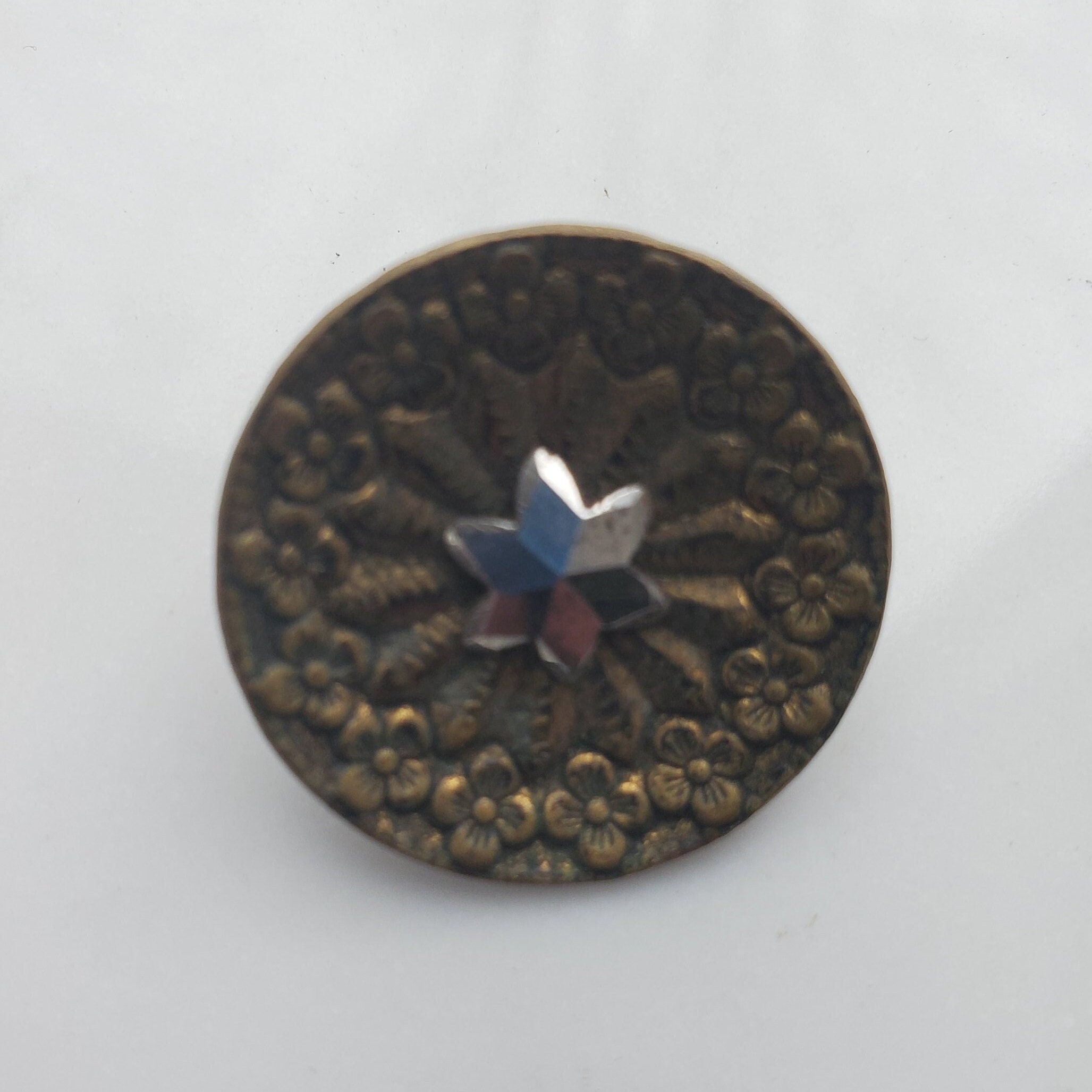 Antique Button Brass Cut Steel Button Victorian Button Star Vintage ...