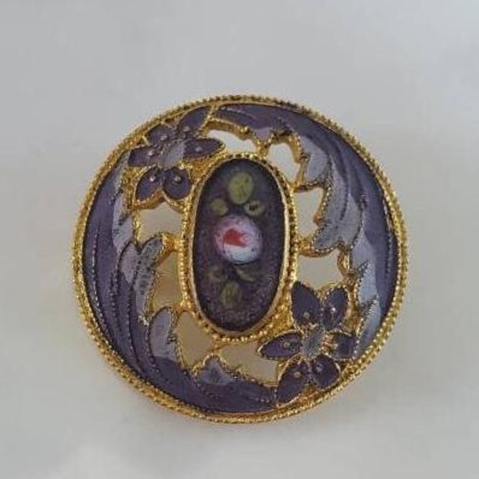 Antique Button Enamel 19th Century Button Rose Button Hand Painted ...