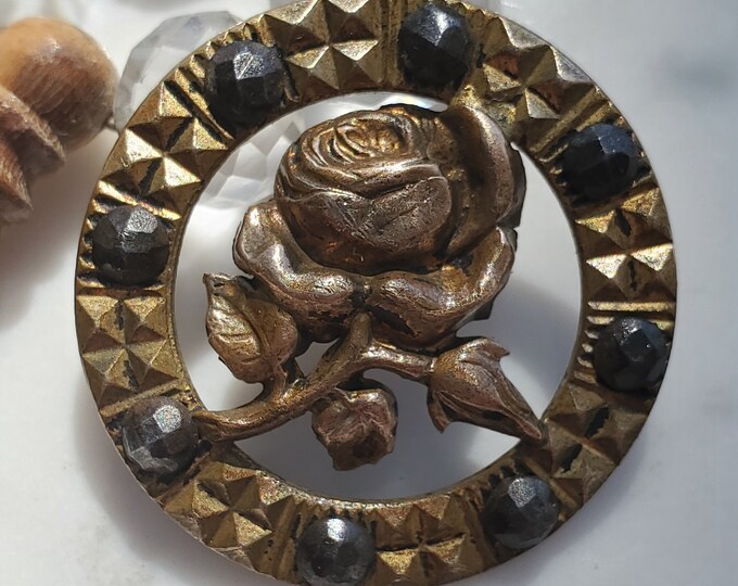 Cut Steel Button Vintage Antique Brass Rose Button Antique Button ...