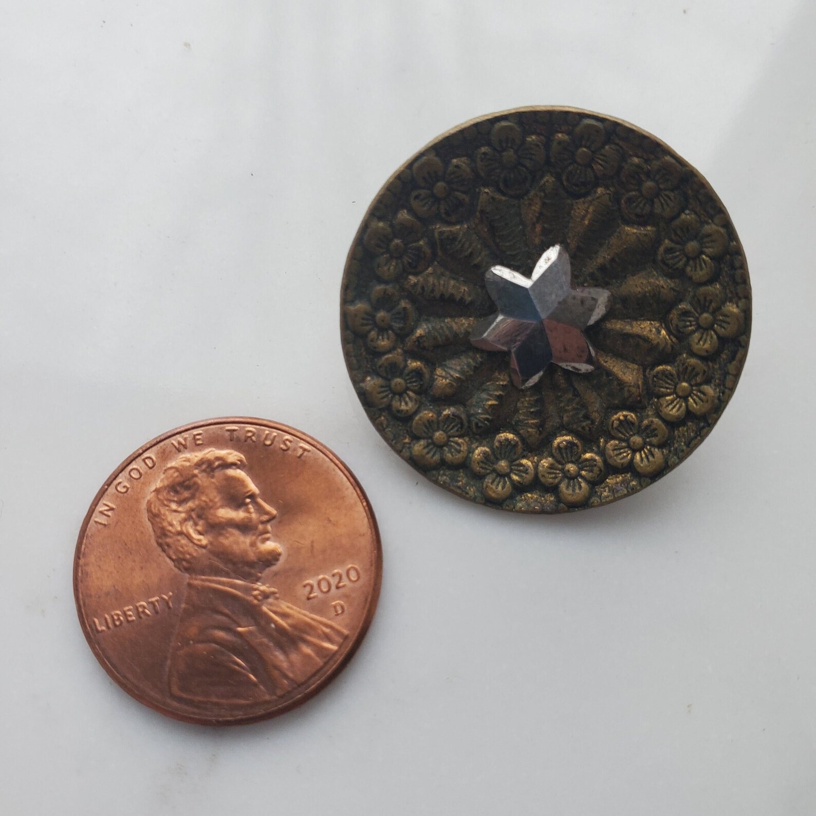 Antique Button Brass Cut Steel Button Victorian Button Star Vintage ...