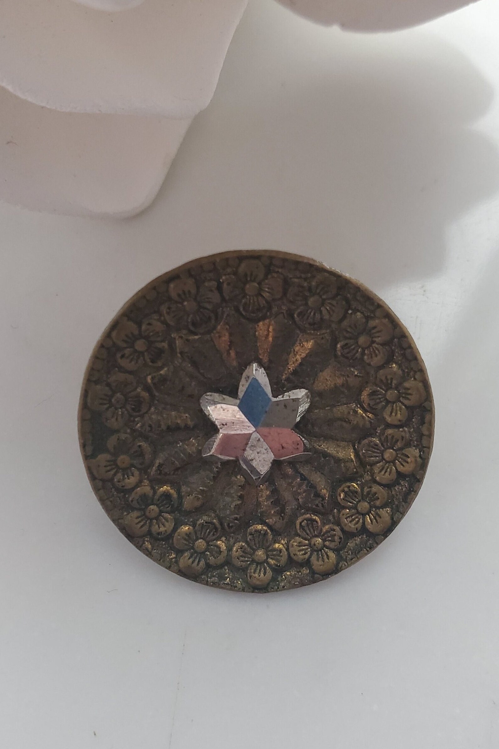 Antique Button Brass Cut Steel Button Victorian Button Star Vintage ...