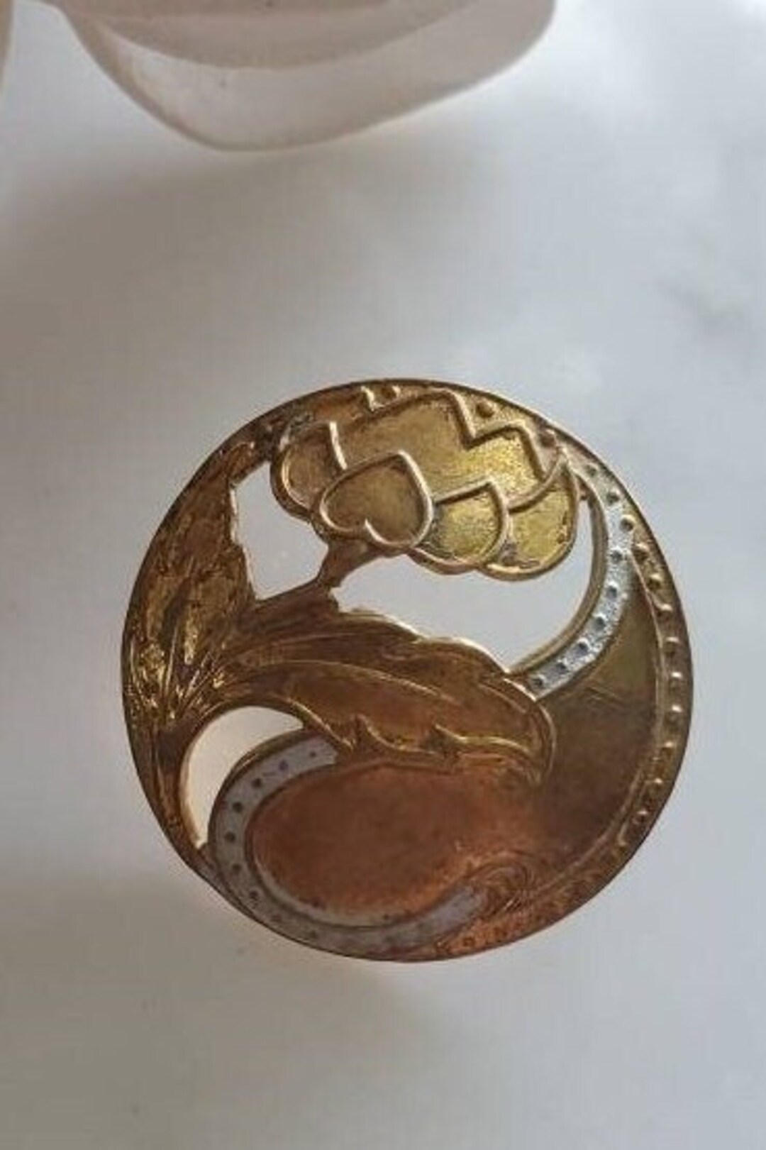 Antique Button Enamel Water Lily Gold Color Victorian Button Flower ...