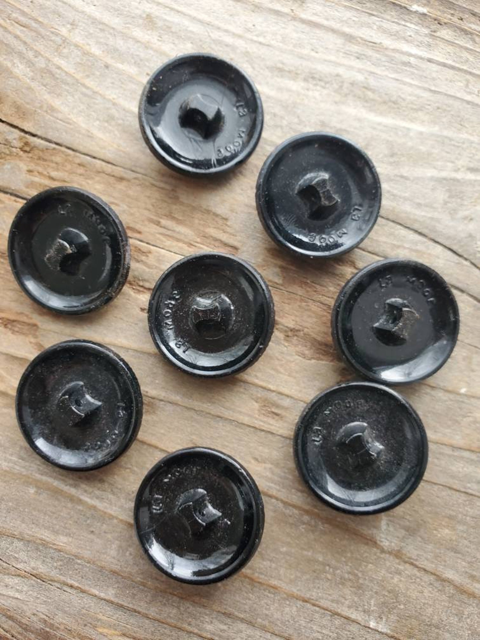 Vintage Black Glass Buttons, Lot of 8, Imitation Cut Steel, Coat ...