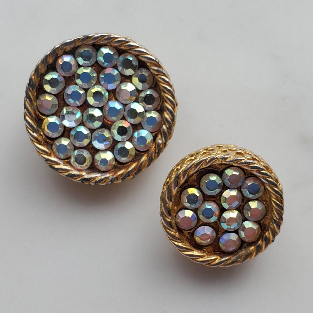 Vintage Rhinestone Buttons Vintage Gold Rhinestone Buttons Wedding ...