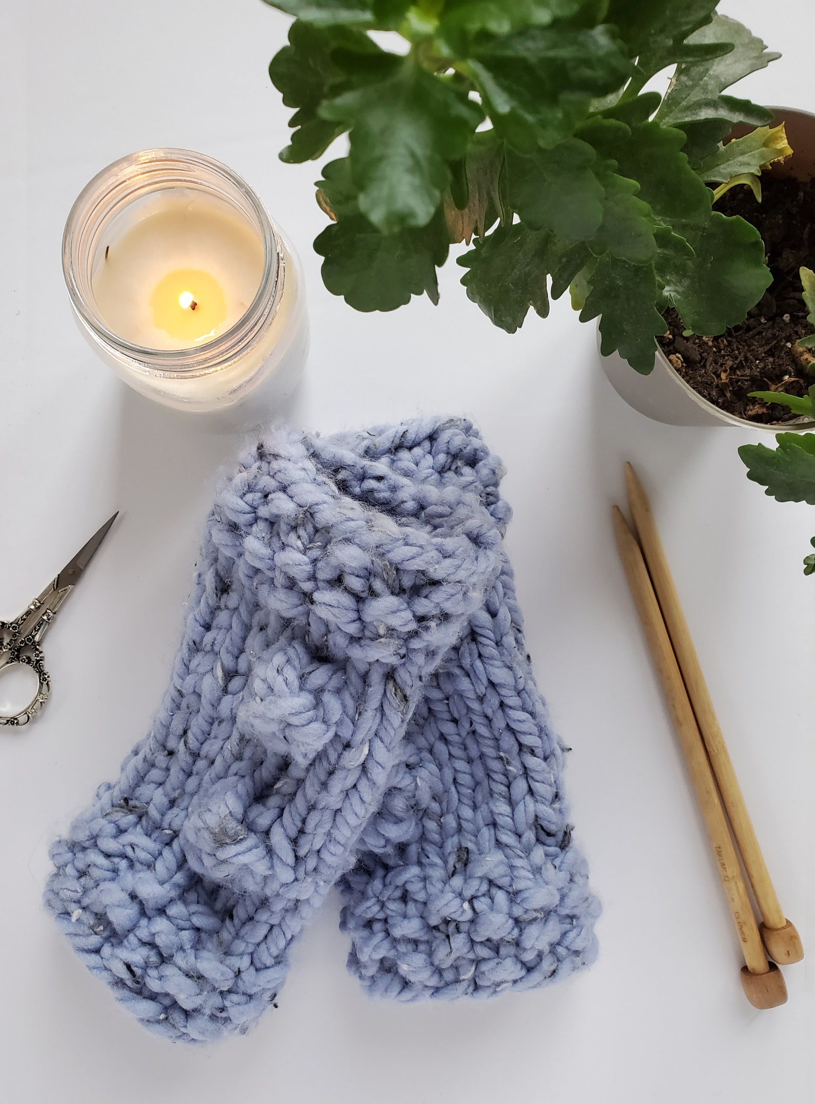 Oversized Bobble Scarf Knitting Pattern: Fingerless Gloves Knit (PDF ...