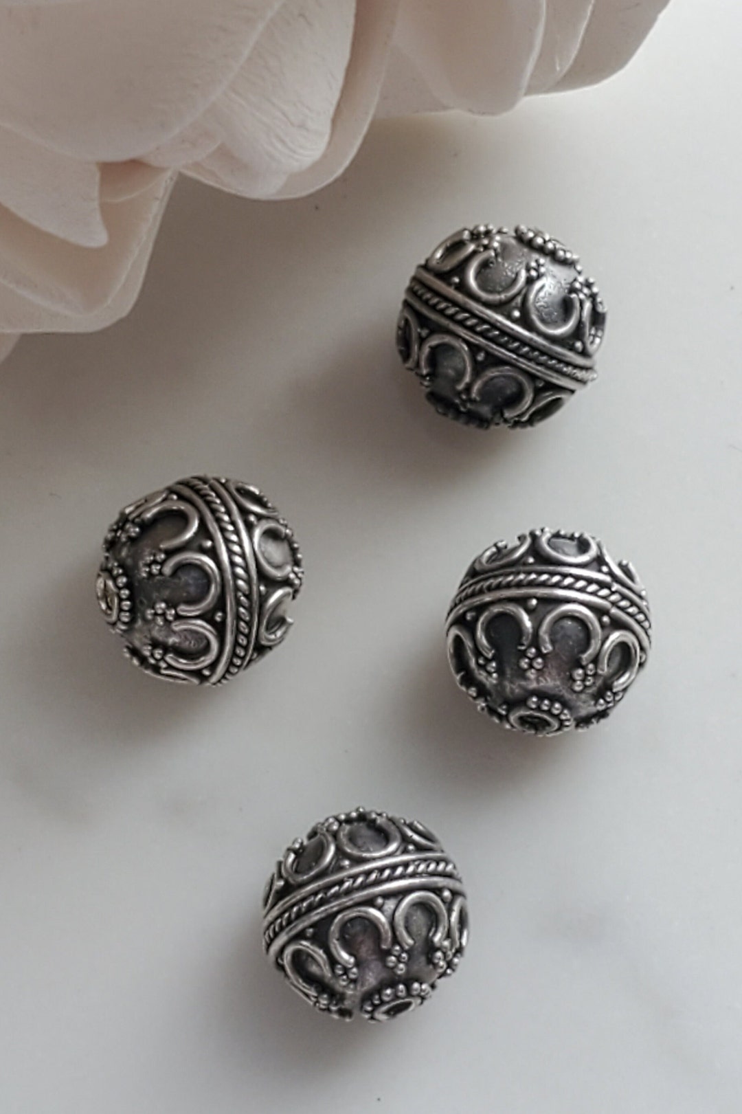 Bali Silver Beads Lot of 4 Sterling Silver Beads for Jewelry Making ...