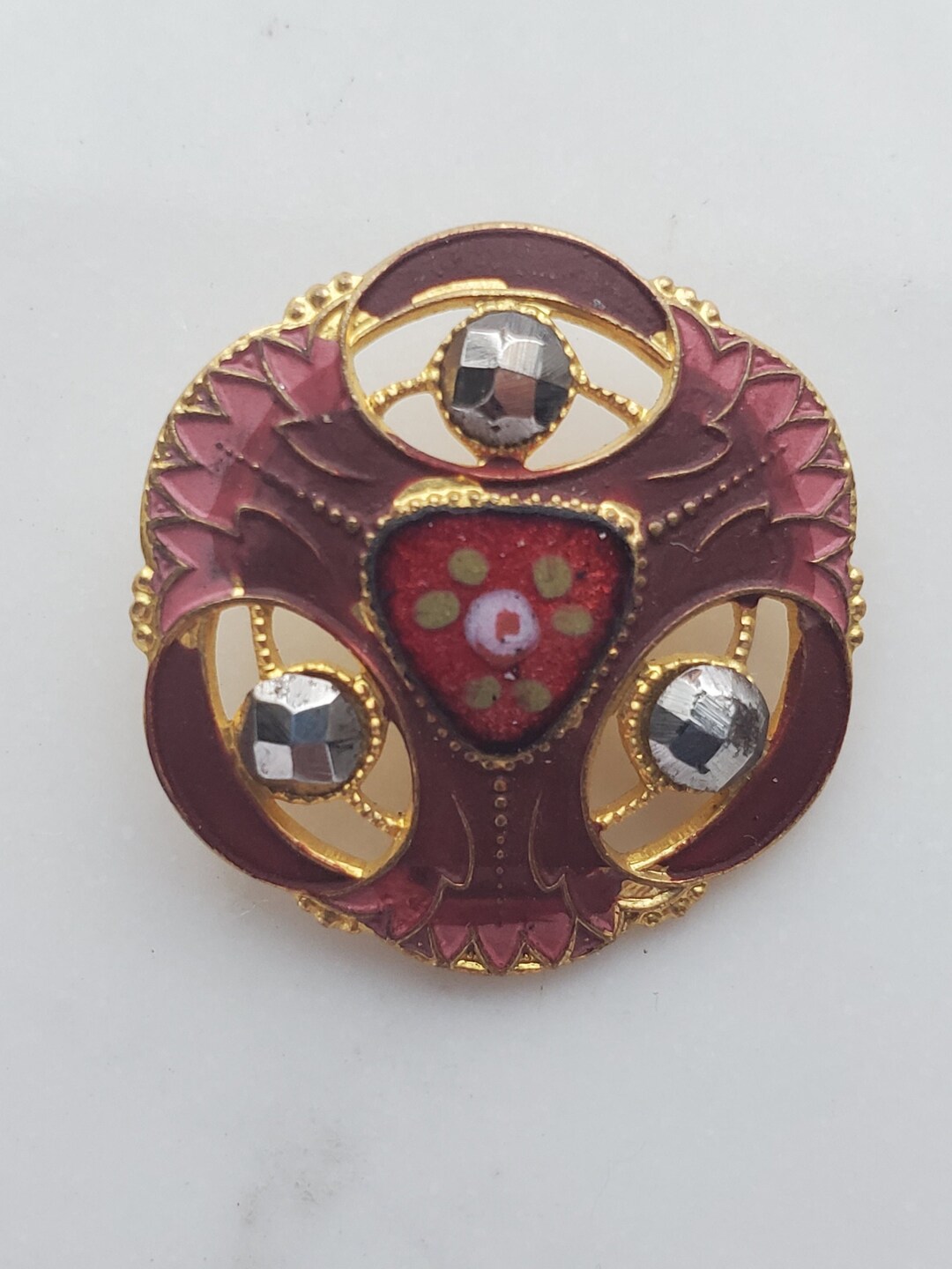 Antique Button Enamel Button Antique Cut Steel Button Victorian Button ...