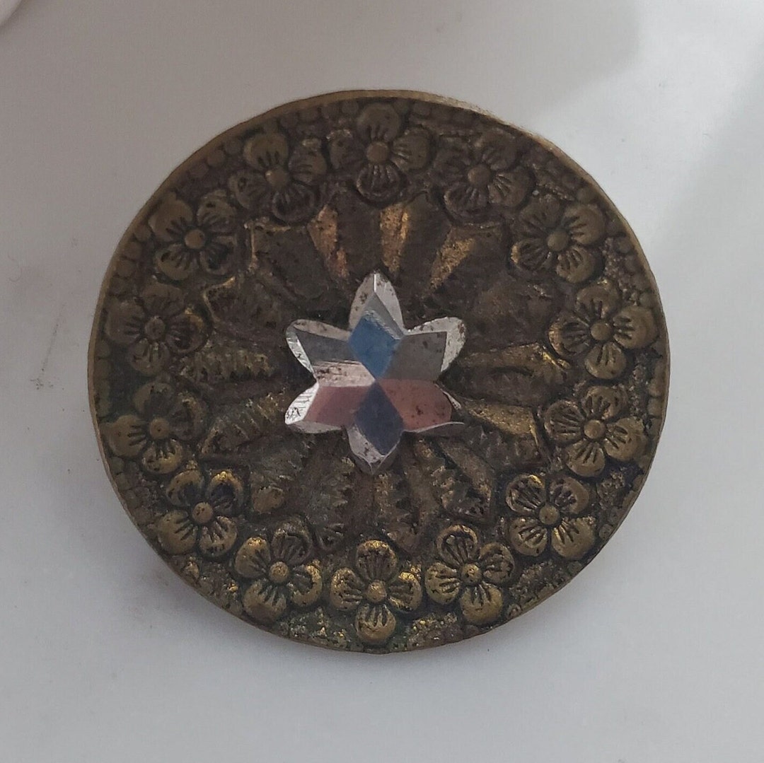 Antique Button Brass Cut Steel Button Victorian Button Star Vintage ...