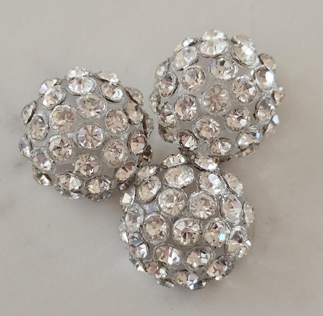 Vintage Rhinestone Buttons Vintage Lot of 3 Sewing Buttons Lot Clear ...