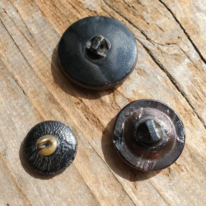 Antique Black Glass Buttons With Bronze Luster Victorian | Etsy