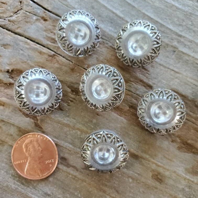 Vintage Clear Glass Buttons Vintage Buttons Silver Colored - Etsy