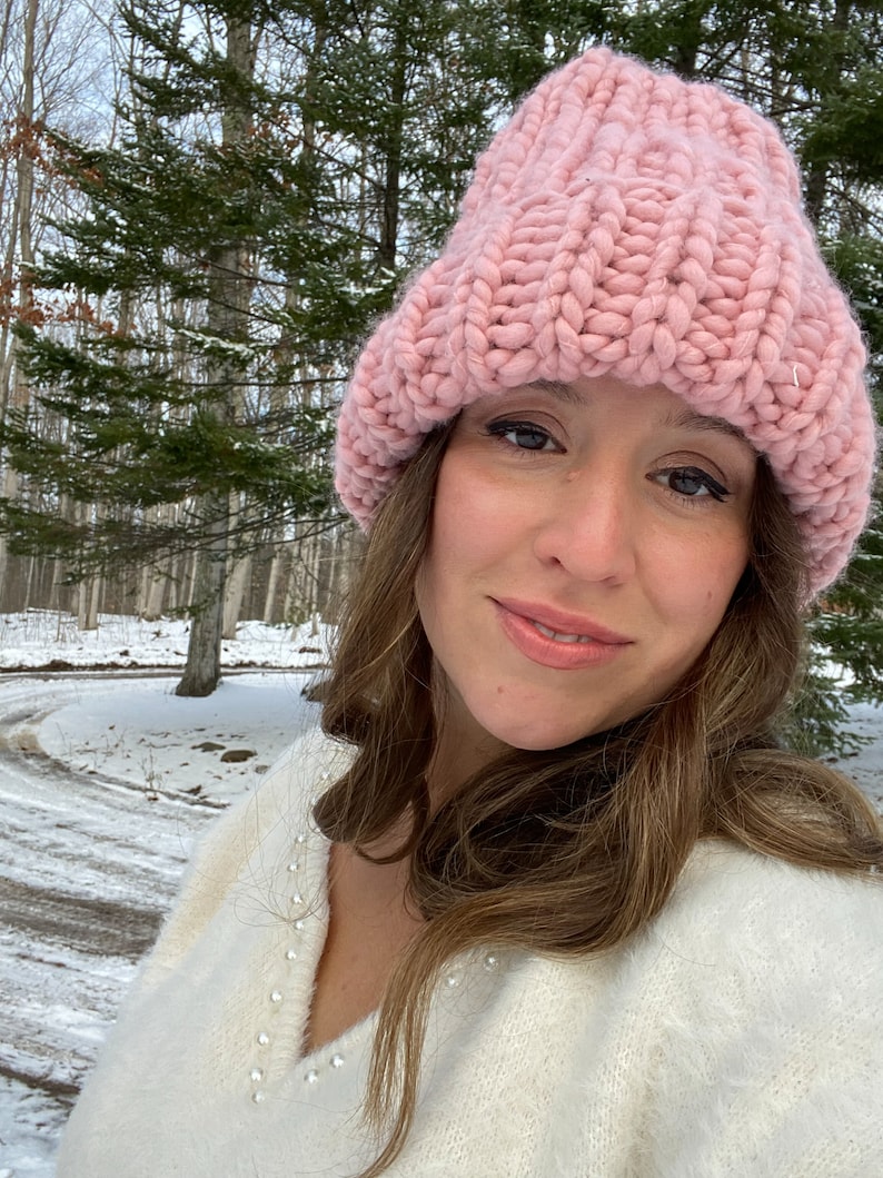 Easy Knitting Pattern Hat Super Chunky Knit Beanie Ribbed Hat Knitting ...