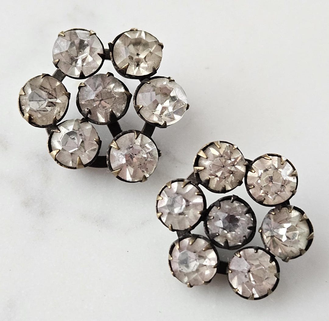 Antique Paste Buttons Lot of 2 Victorian Buttons Antique Rhinestone ...
