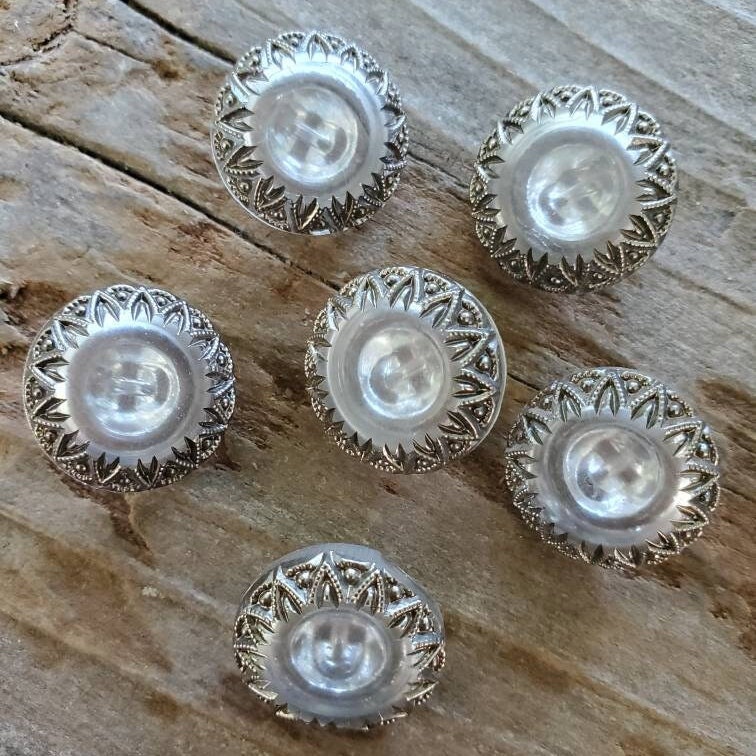 Vintage Clear Glass Buttons Vintage Buttons Silver Colored - Etsy