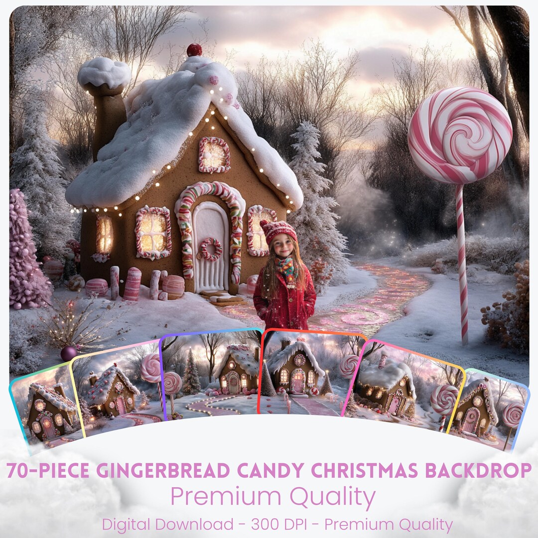 Magical Gingerbread House Christmas Backdrop Candy Wonderland Winter ...