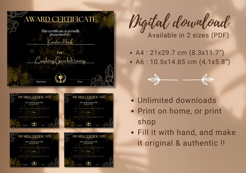 Blank Luxury Black & Gold Award Certificate, Certificate of Achievement ...