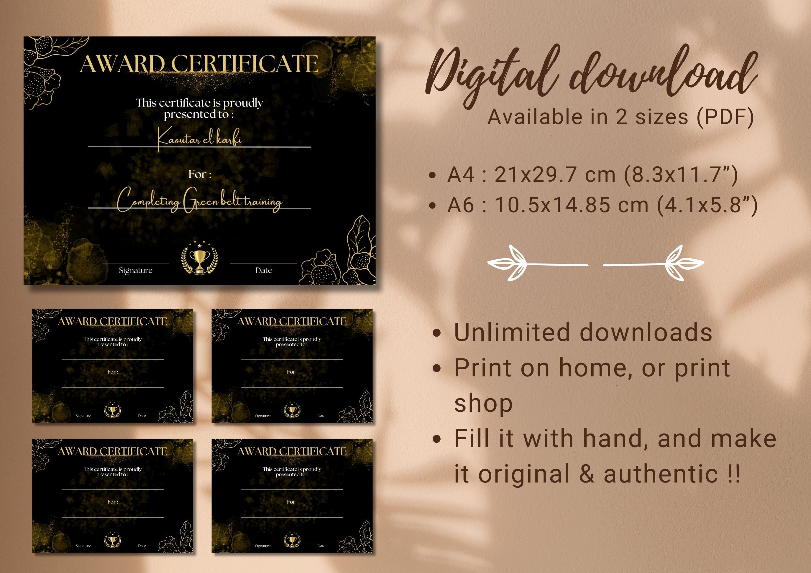 Blank Luxury Black & Gold Award Certificate, Certificate of Achievement ...