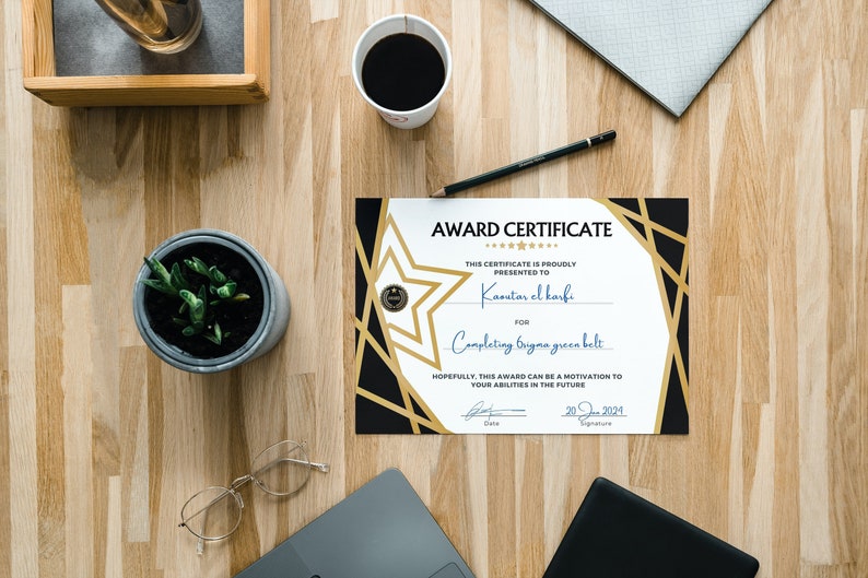 Blank Black & White Award Certificate, Certificate of Achievement Well ...