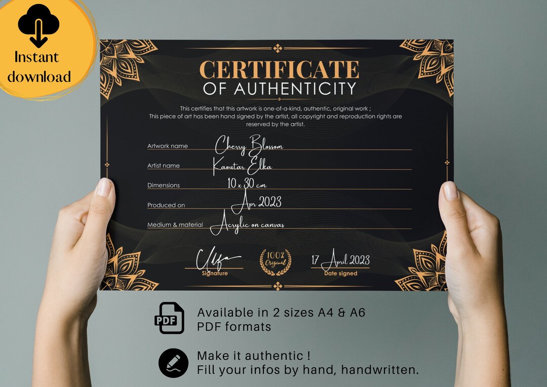 Black Lotus Handwrriten Certificate of Authenticity Template Printable ...