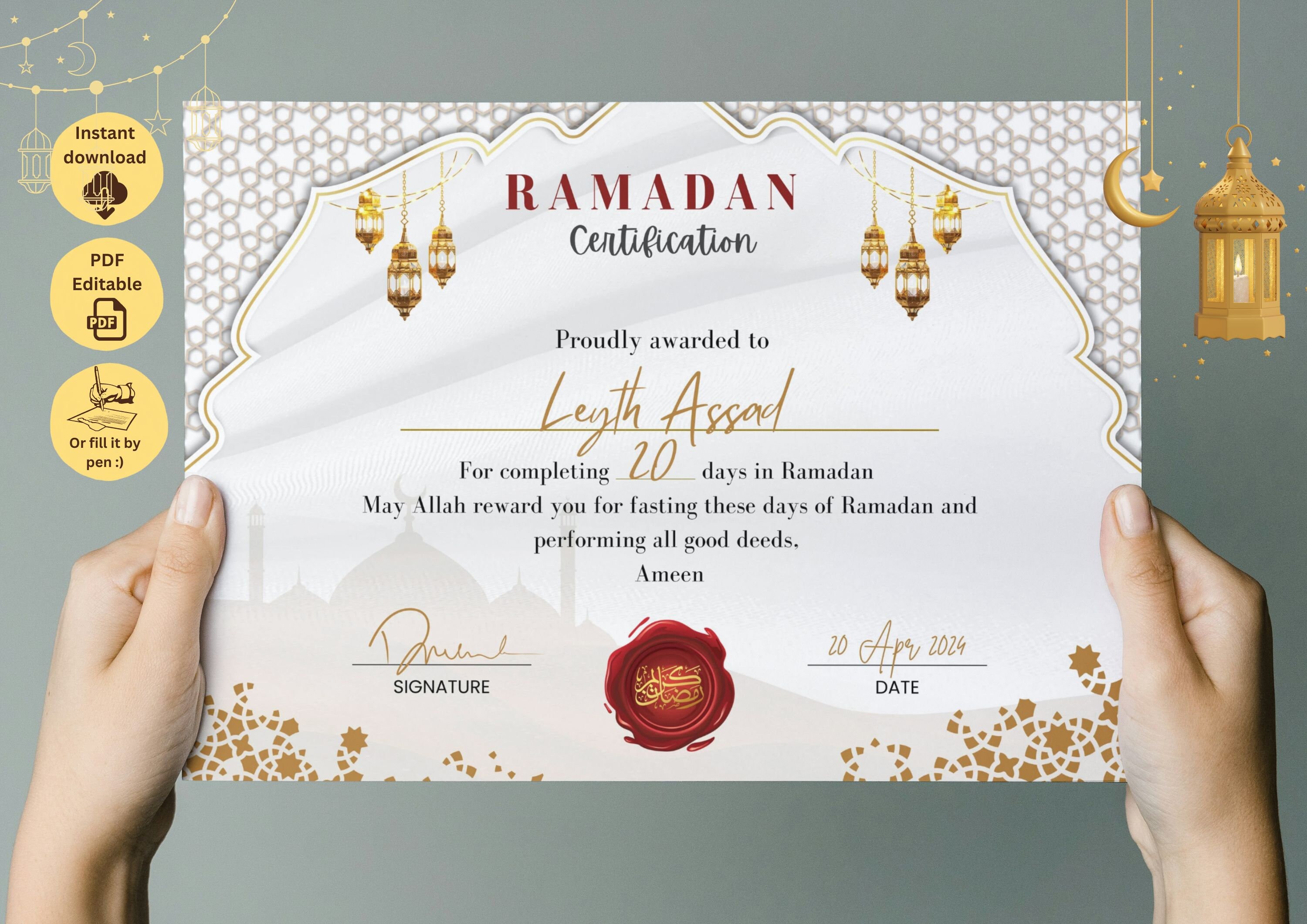 Brown Gold Certificate Ramadan Fasting, Kids Award for First Ramadan ...