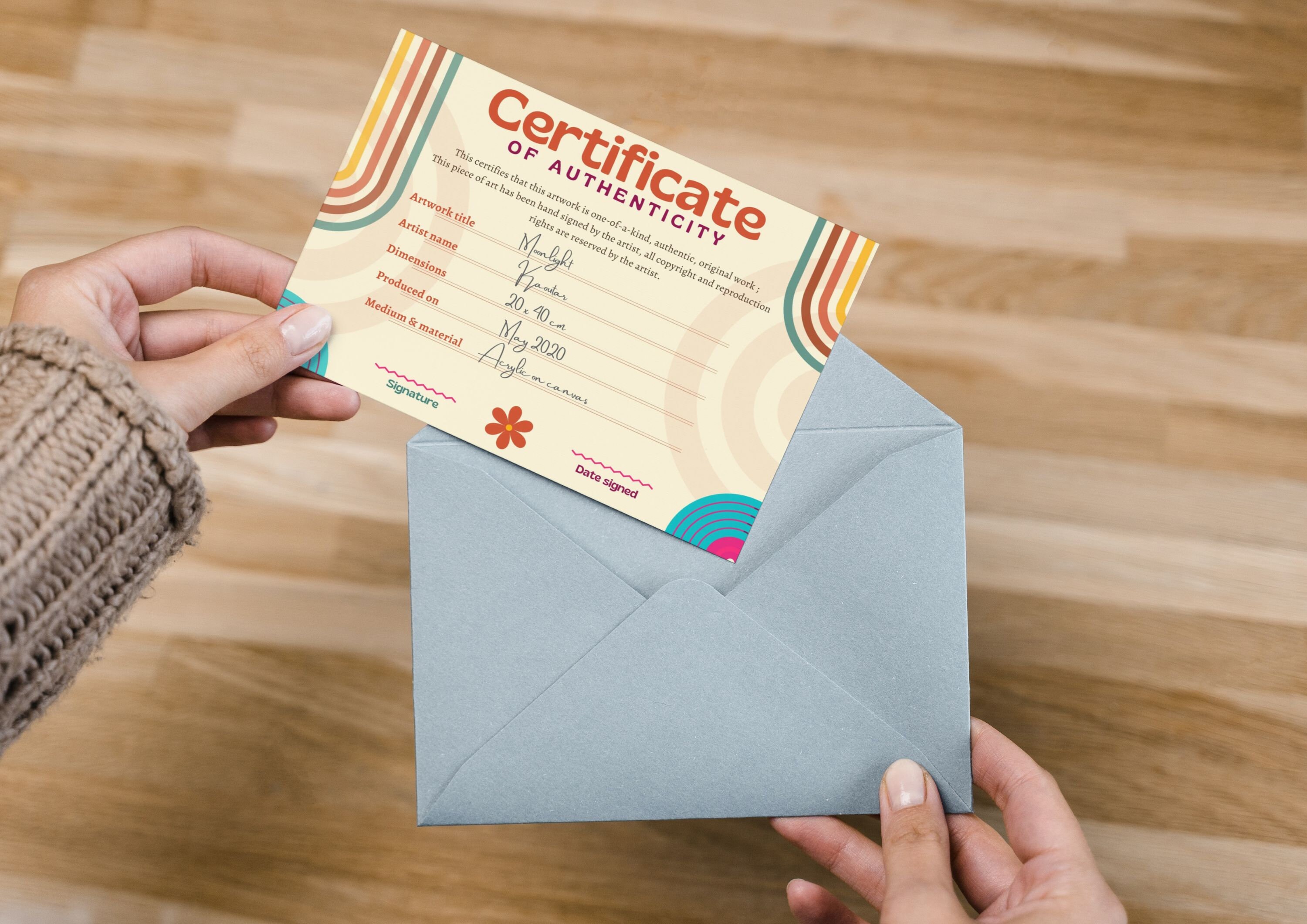 Groovy Rainbow Certificate of Authenticity Printable for Artists ...