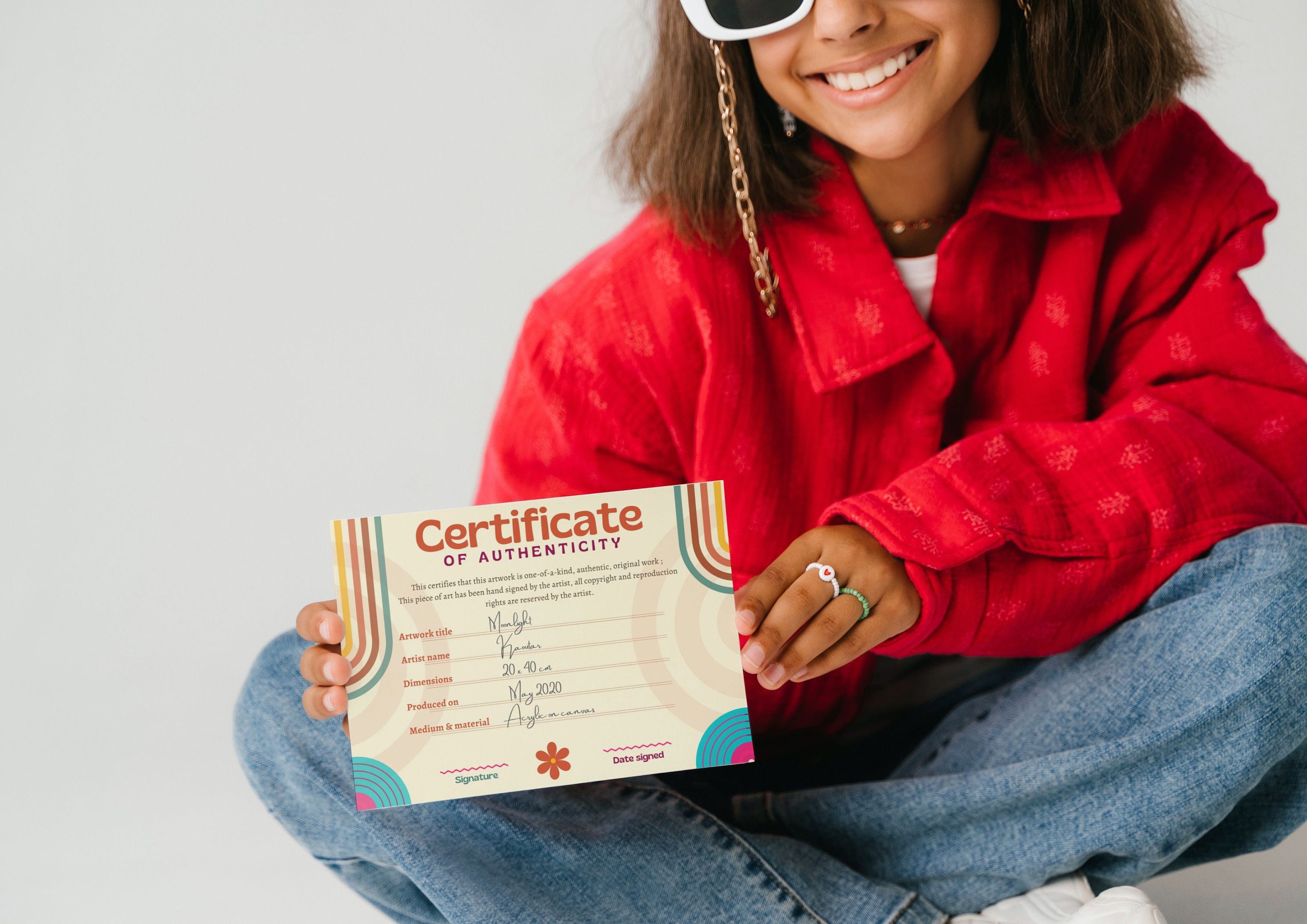 Groovy Rainbow Certificate of Authenticity Printable for Artists ...