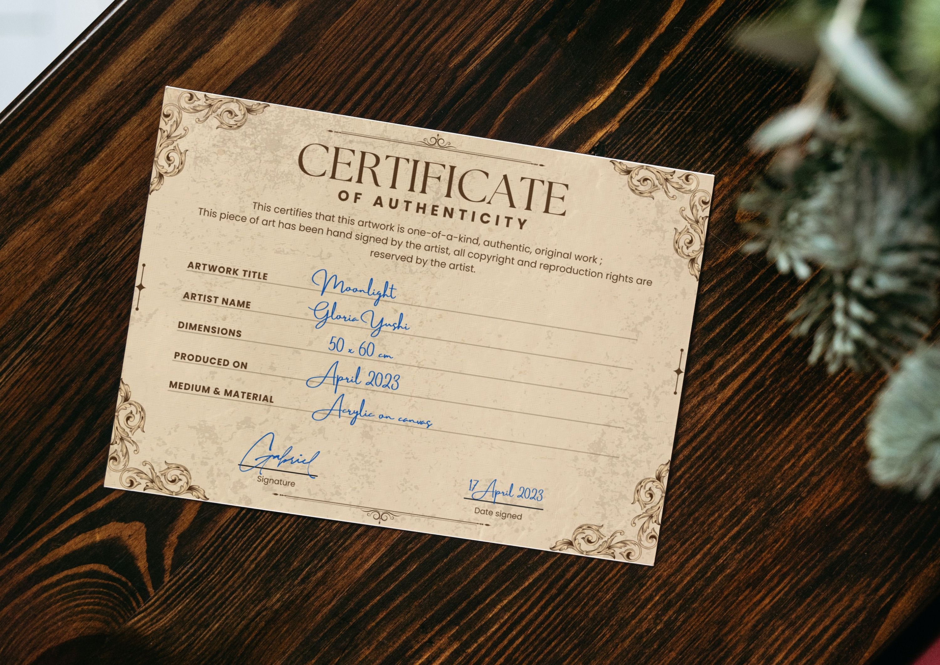 Vintage Certificate of Authenticity Template Printable, Vintage ...