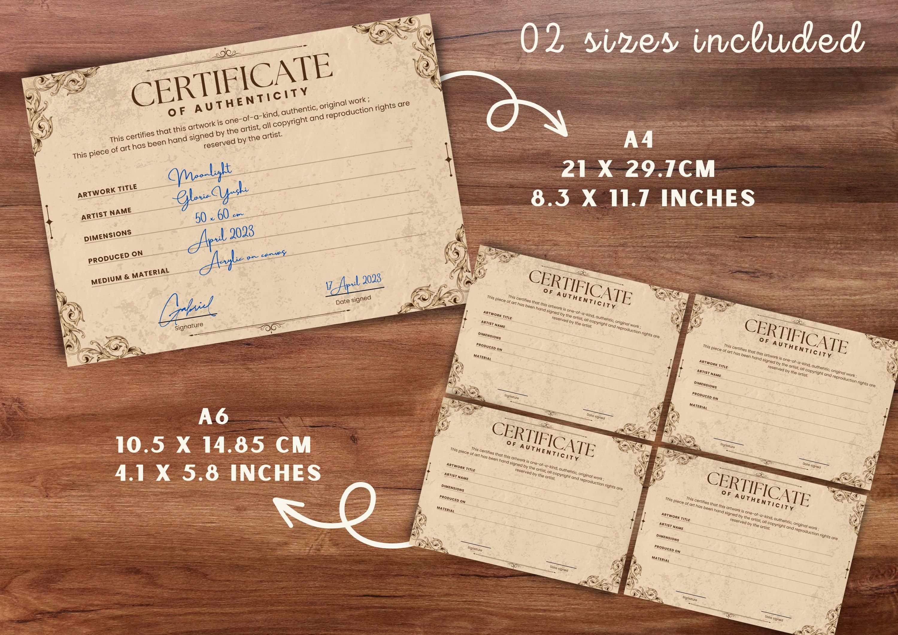Vintage Certificate of Authenticity Template Printable, Vintage ...