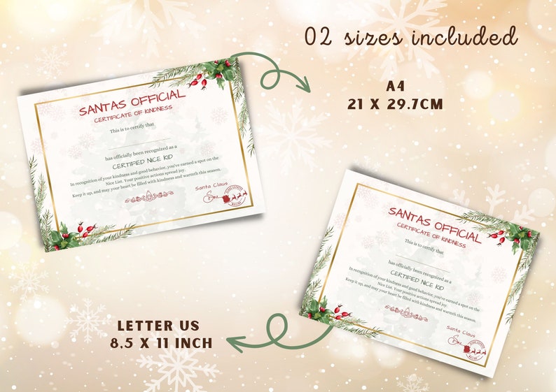 Certificate of Kindness From Santa, Santa's Nice List, Easy to Print ...