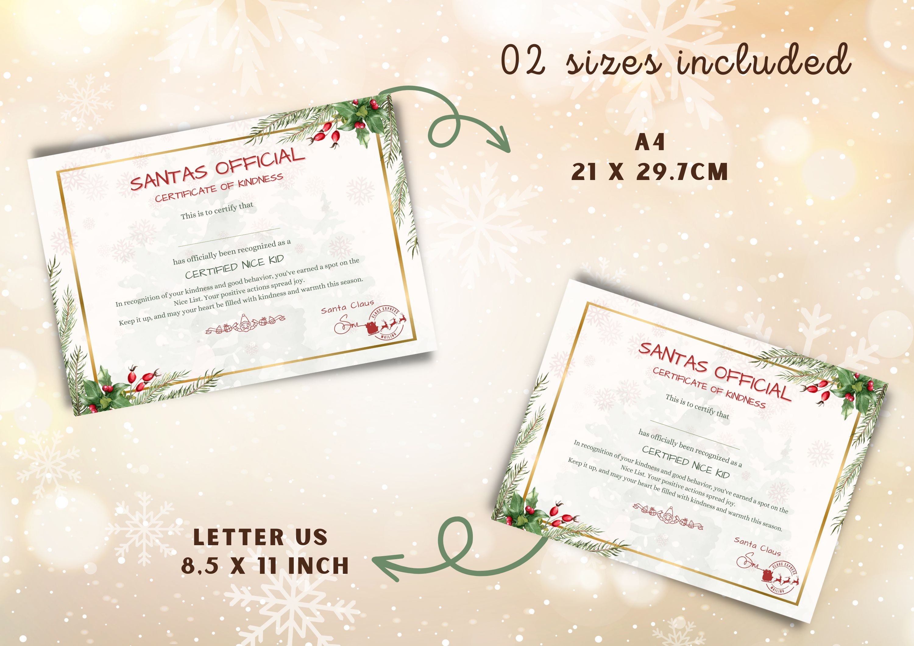 Certificate of Kindness From Santa, Santa's Nice List, Easy to Print ...