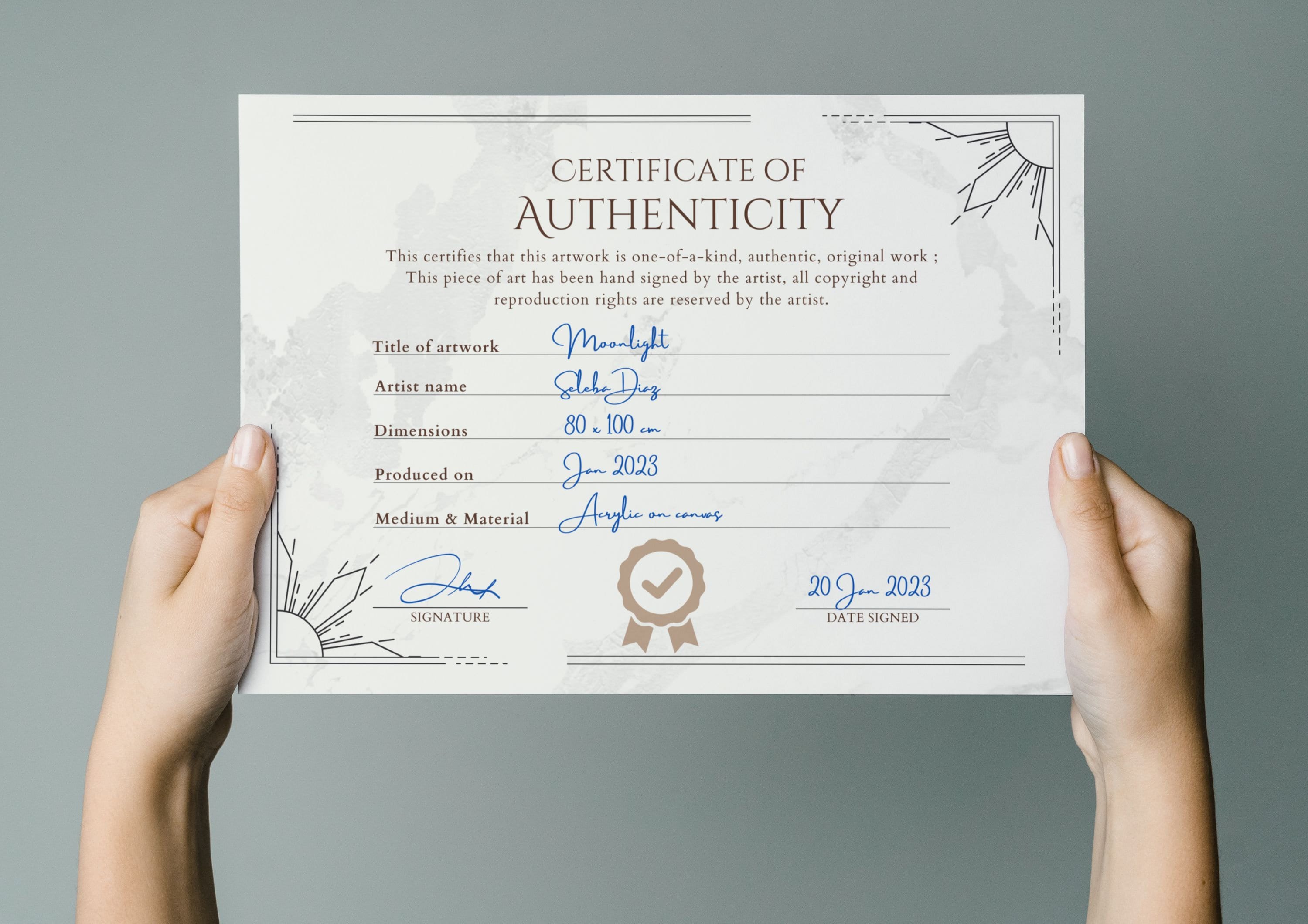 Certificate of Authenticity Template Printable, Crystal Authenticity ...
