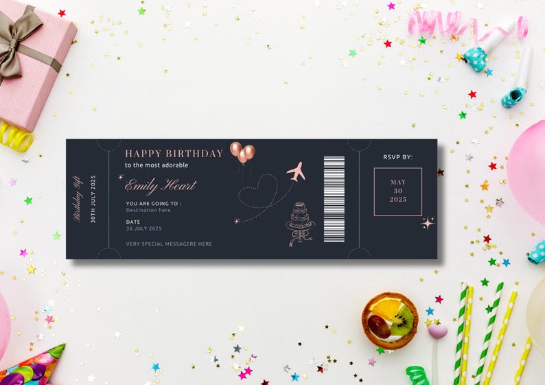Printable Birthday Boarding Pass Ticket in Canva, Surprise Boarding ...