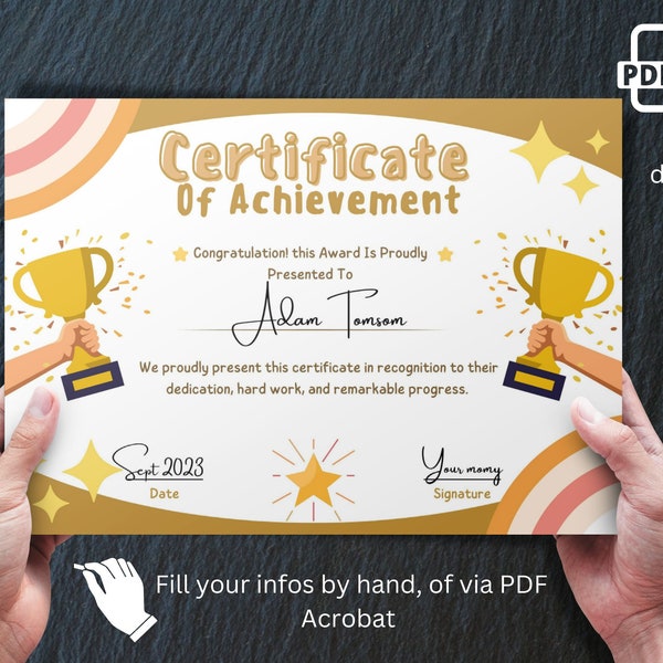 Recognition Certificate Children's Certificate of Achievement Well Done ...