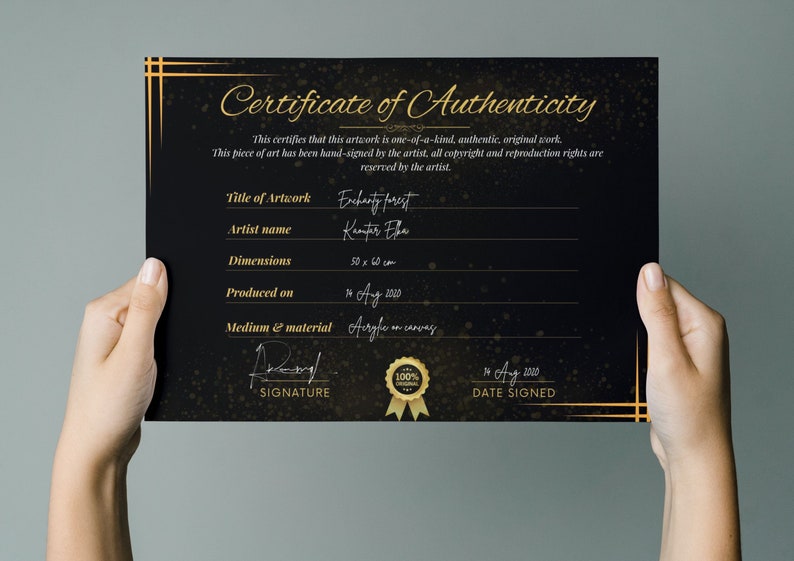 Certificate of Authenticity Template Printable, Black Luxury ...