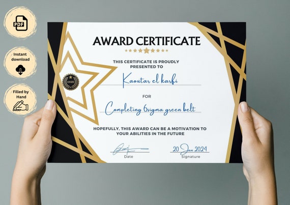 Black And White Achievement Certificate White And Black Color