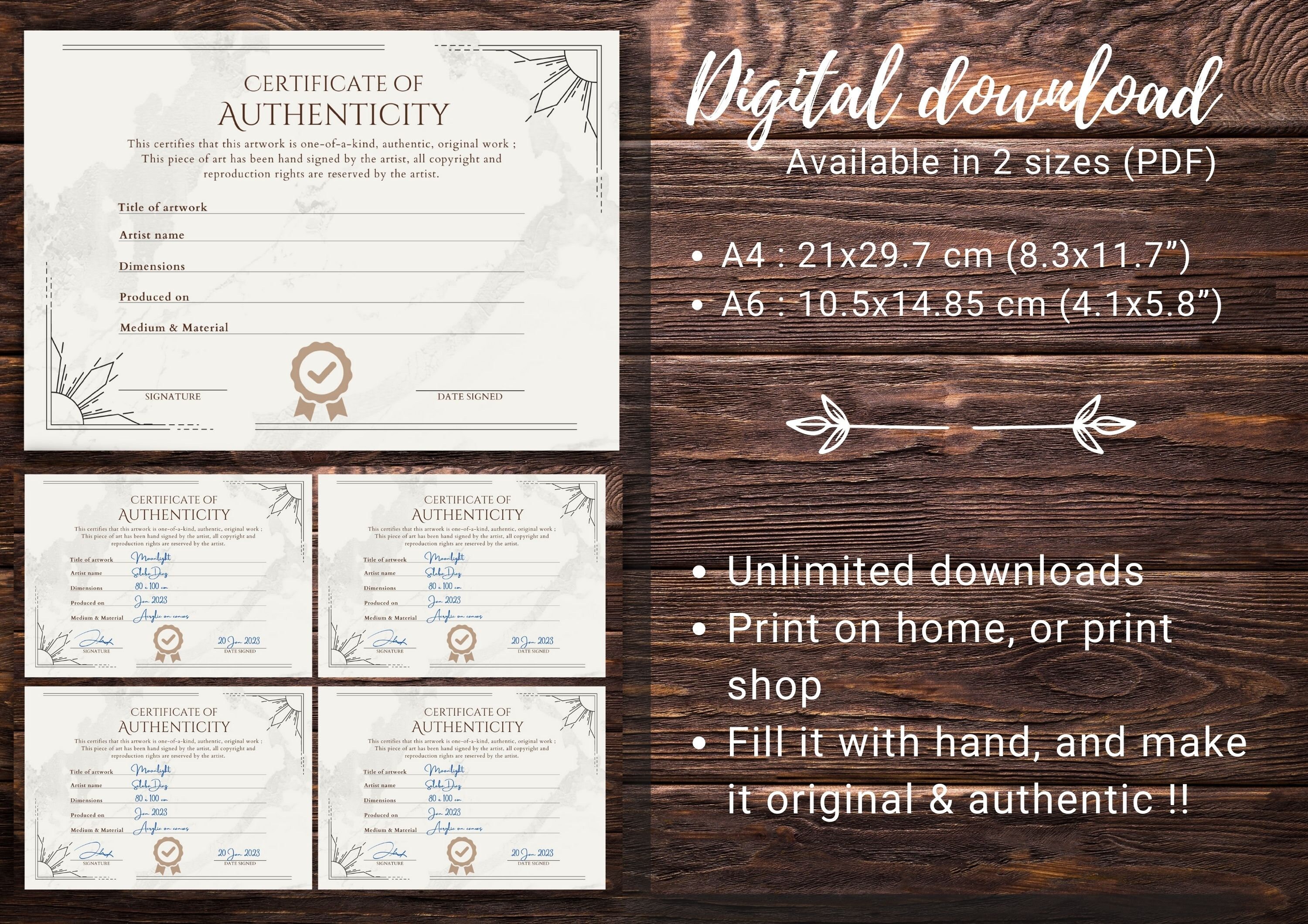 Certificate of Authenticity Template Printable, Crystal Authenticity ...