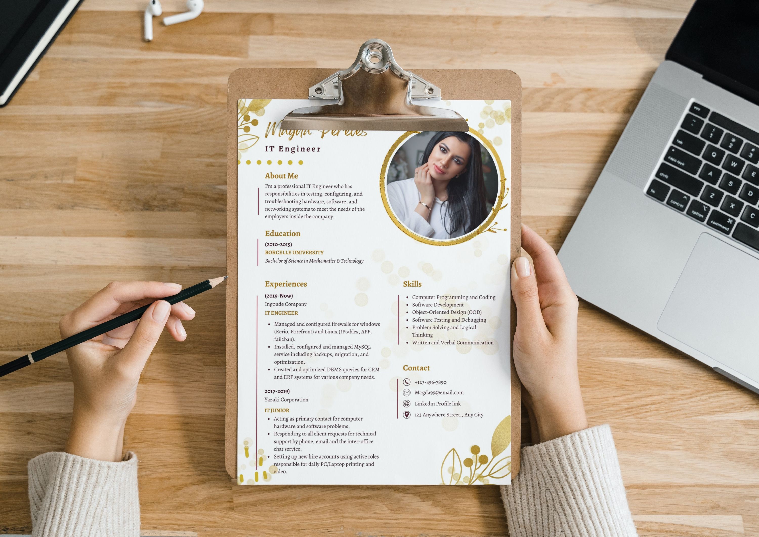 Elegant Gold Resume Template Editable in Canva, CV Template, Modern ...