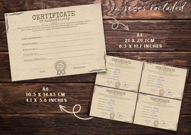 Vintage Certificate of Authenticity Template Printable, Vintage ...