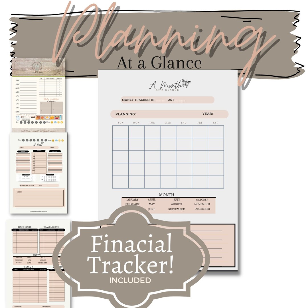 Undated Digital Planner. Printable Daily, Weekly, Monthly, Hourly ...