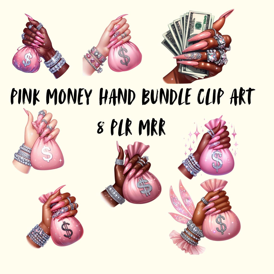 Luxury Female Holding Money PNG Bundle Clipart Baddie Holding Money ...