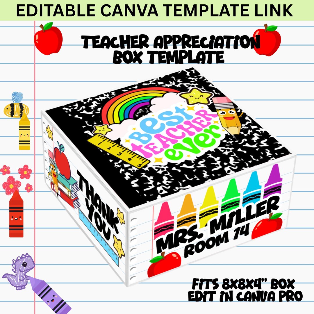 Teacher Appreciation Gift Box Template Teacher Box Template Canva ...