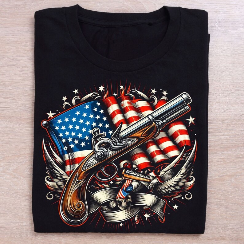 Flintlock Classic T-shirt, Flag of America T-shirt, USA Flag T-shirt ...