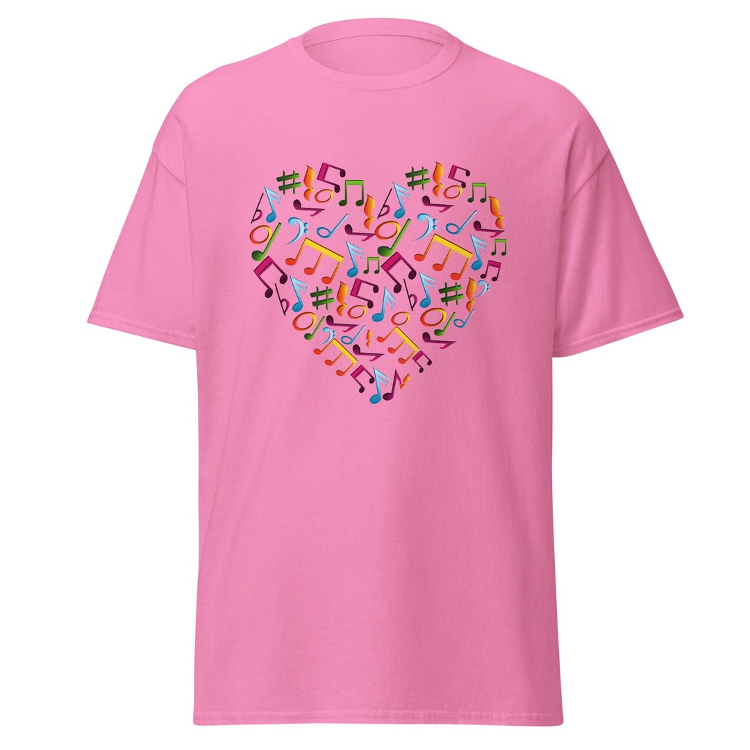 Heart Shaped Musical Notes T-shirt, Passionate Music Lover T-shirt ...