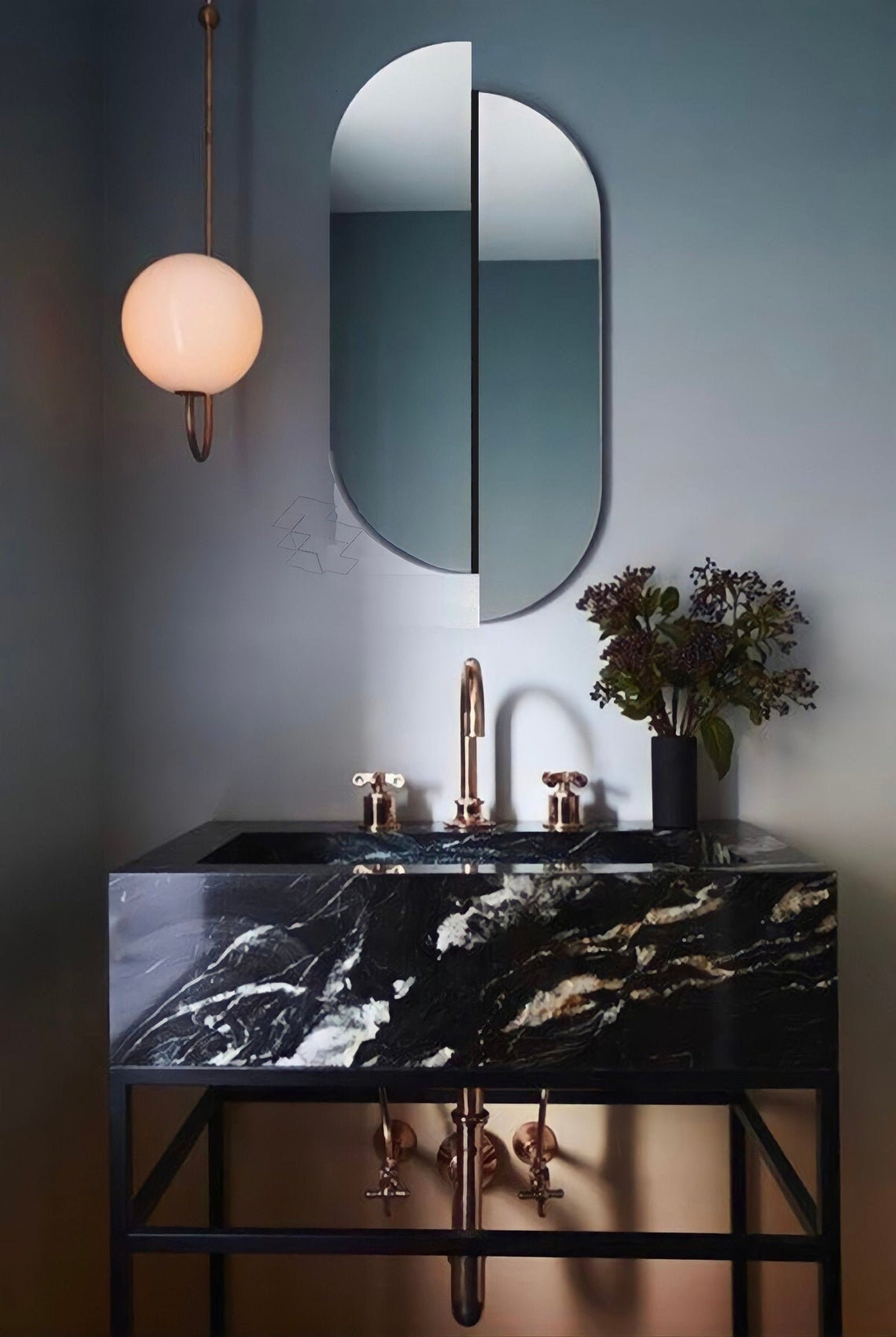 Half Moon Oval Mirror Decorative Two Pieces Handmade Mirror | Etsy